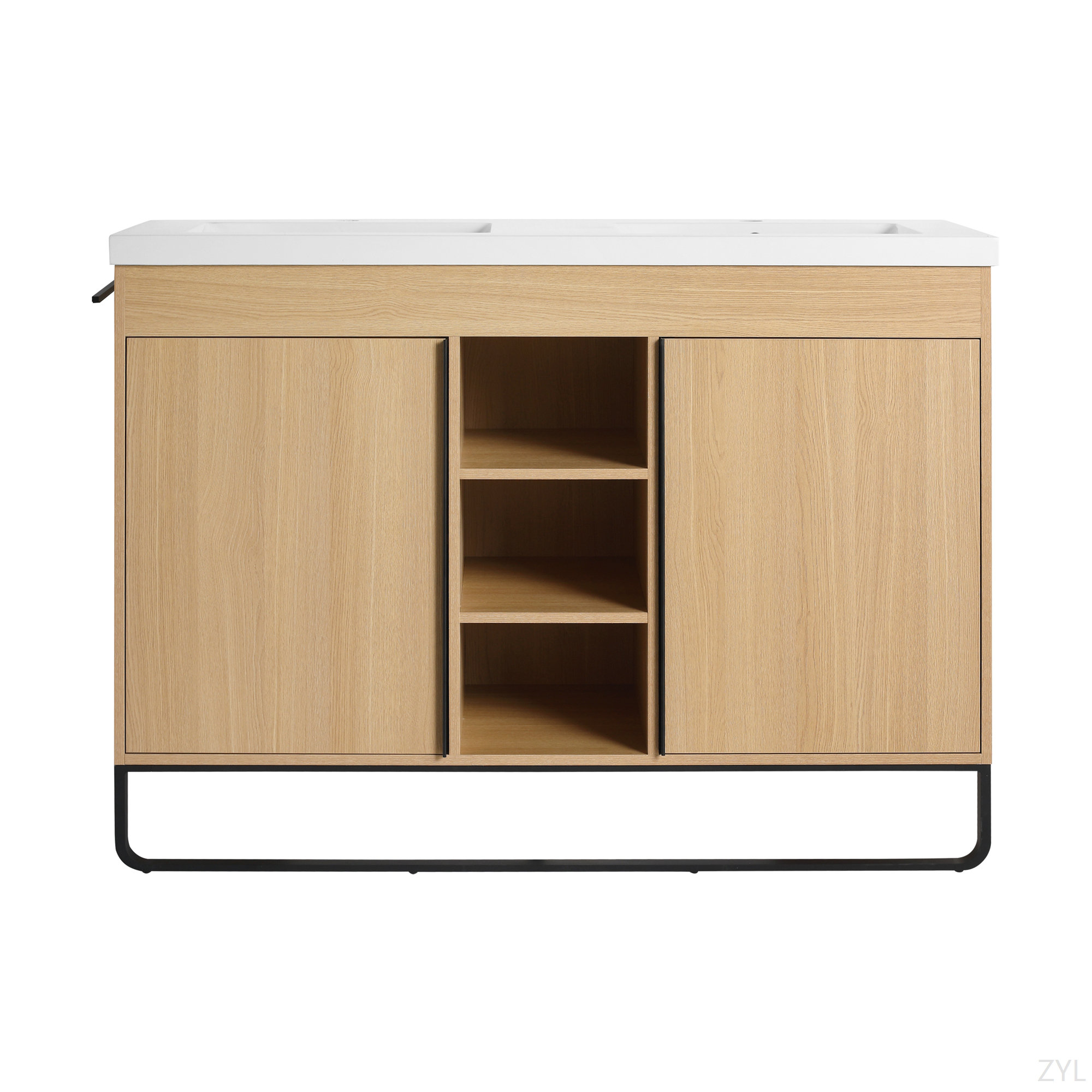 Winston Porter Freestanding Bathroom Vanity With Resin Double Sink, 2 ...