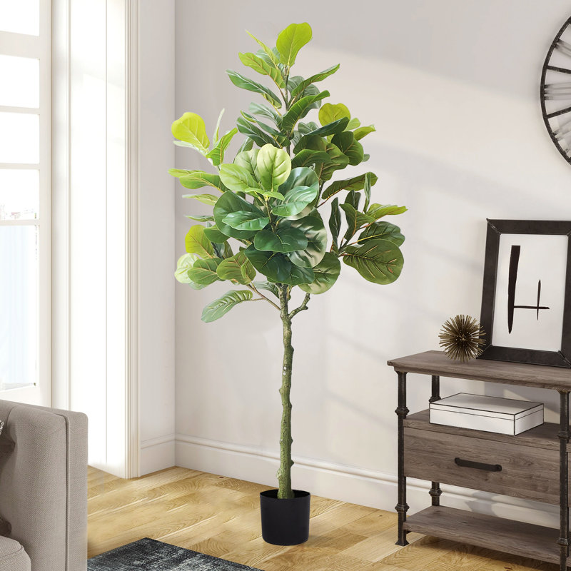 Primrue 70'' Faux Fiddle Leaf Fig Tree in Plastic Pot & Reviews | Wayfair