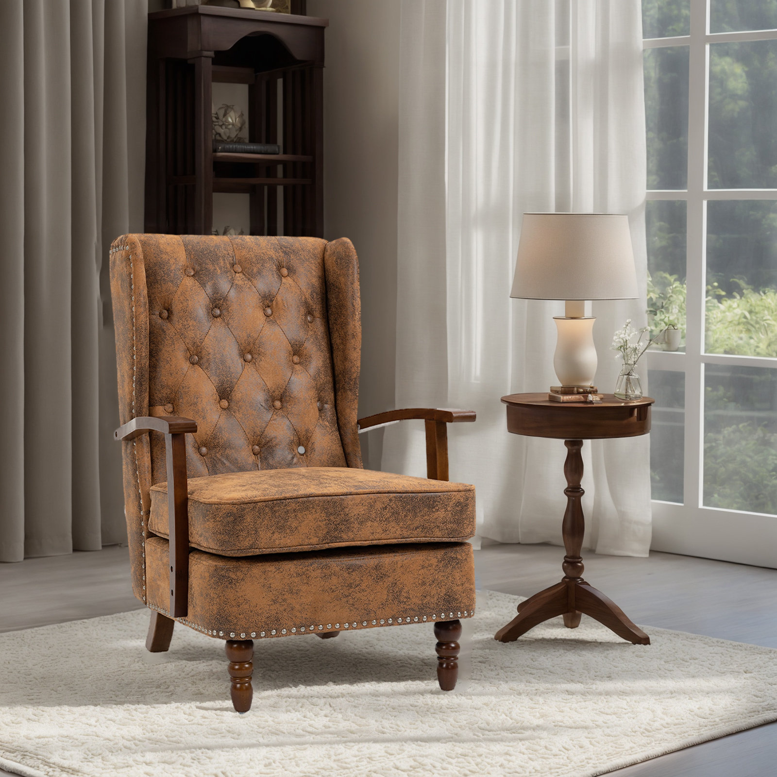 Charlton Home® Demarea Upholstered Wingback Chair Accent Armchair | Wayfair