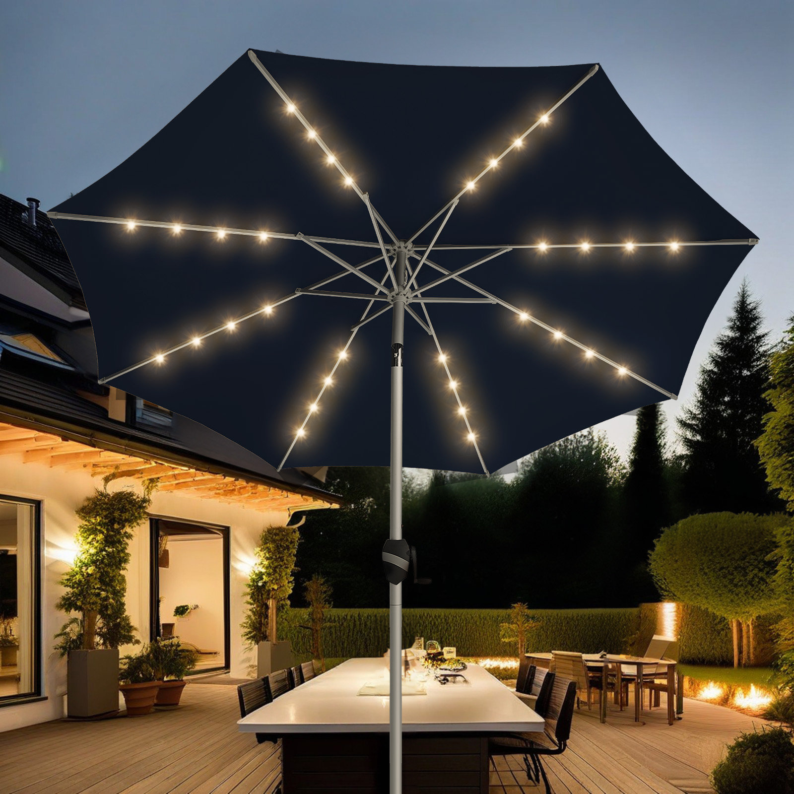 PASAMIC 9' Outdoor Patio Umbrella Market Umbrella with Push Button Tilt ...