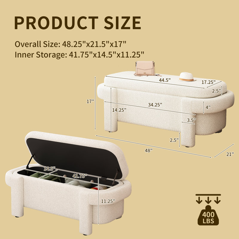 Ebern Designs Modern Storage Ottoman Bench with Ample Storage Space ...