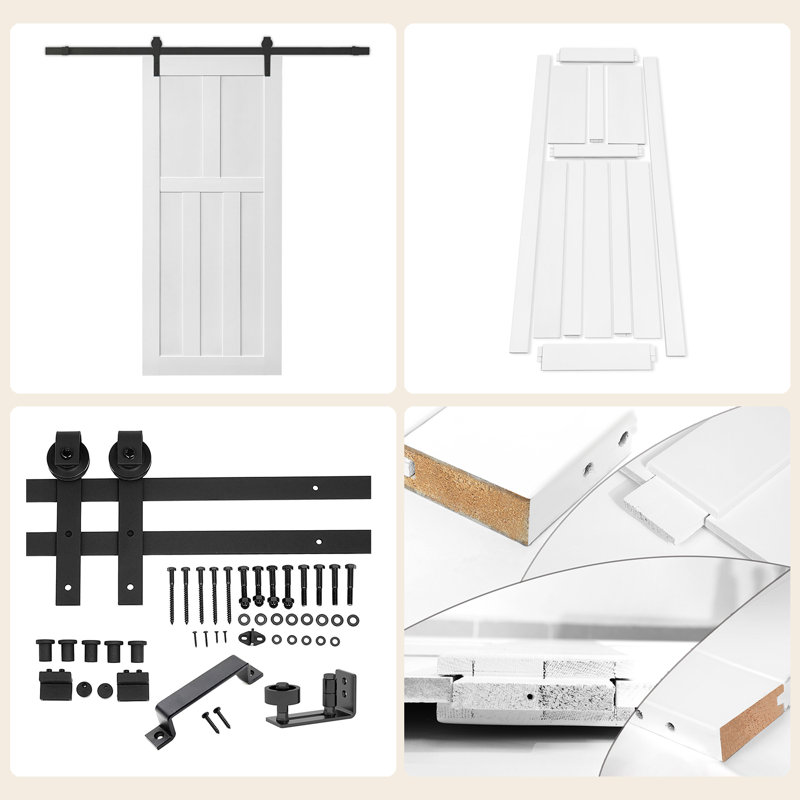 Healthomse Solid Manufactured Wood Barn Doors Primed with Installation ...