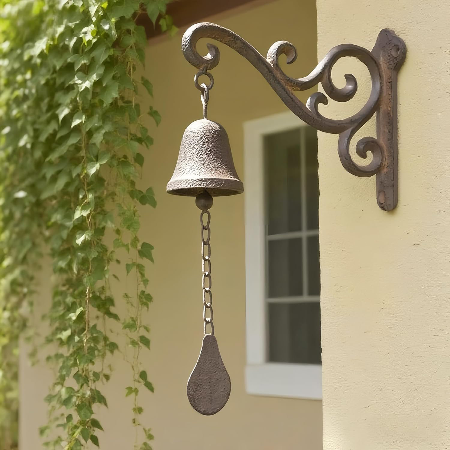 August Grove® Vintage Cast Iron Dinner Bell Outdoor Wall Mounted Bell ...