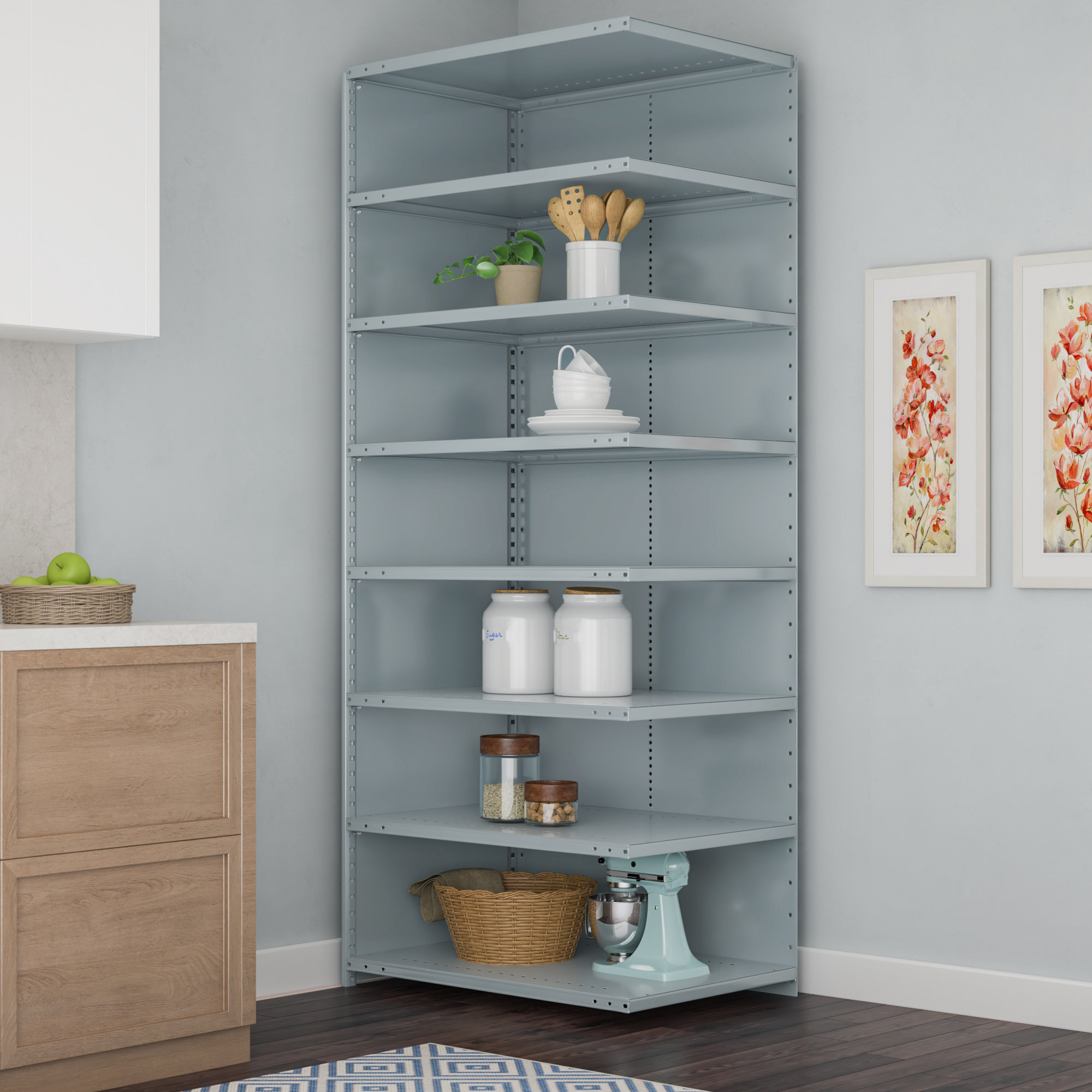 Hallowell Hi-Tech Heavy-Duty Closed Type 7 Shelf Shelving Unit Add-on ...