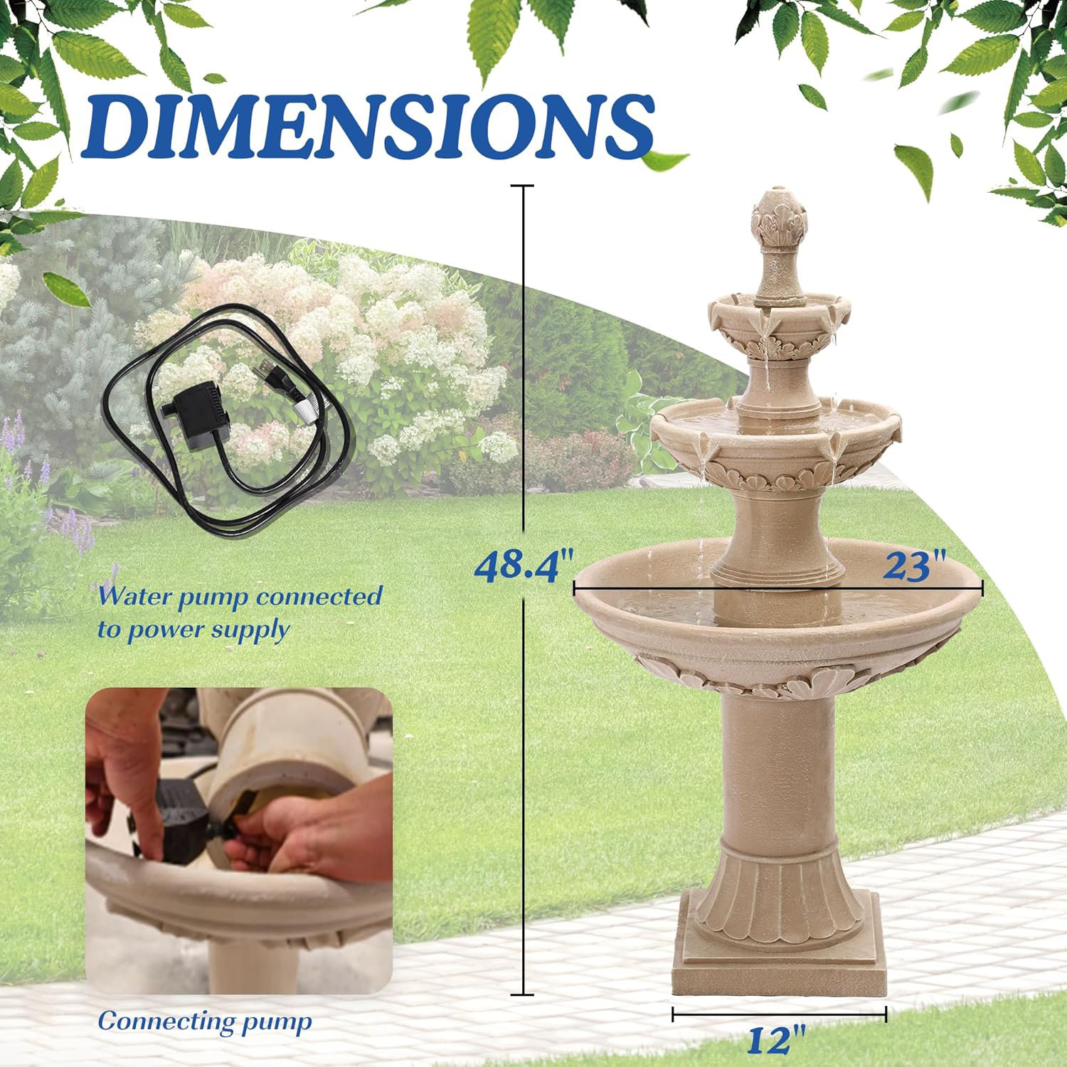 Alcott Hill Outdoor Water Fountains Garden Decor - 48.4''H Fountains ...