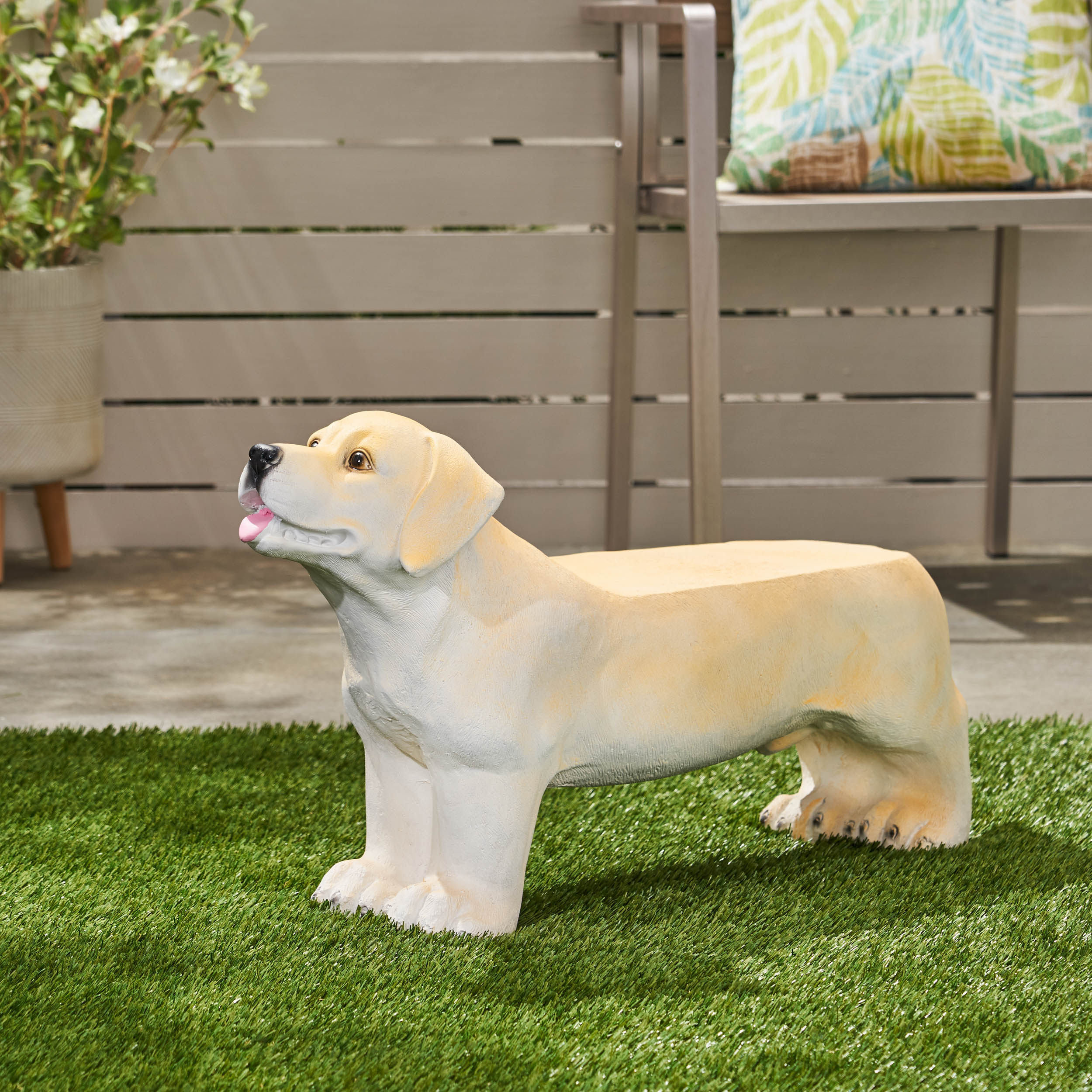 Winston Porter Jett Labrador Dog Concrete Garden Bench & Reviews ...