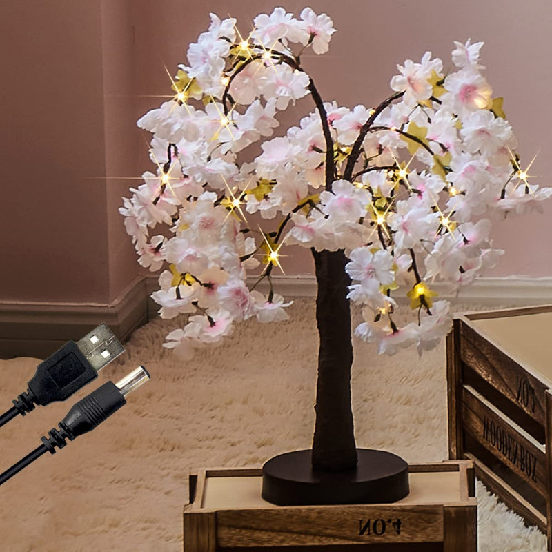 Primrue Lighted Bonsai Tree with Cherry Blossom Branches | Wayfair