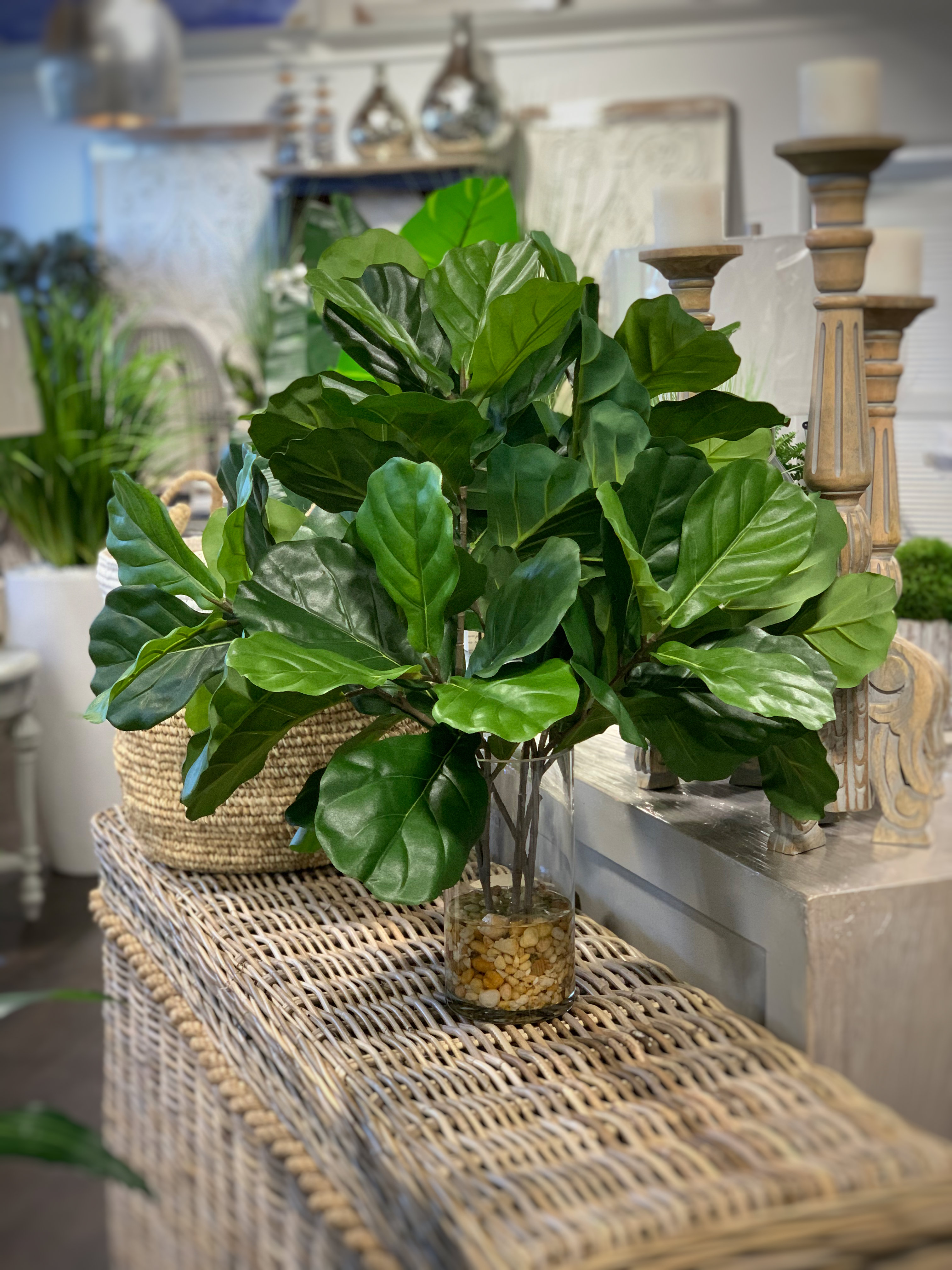Primrue 28'' Faux Fiddle Leaf Fig Plant in Glass Vase - Wayfair Canada