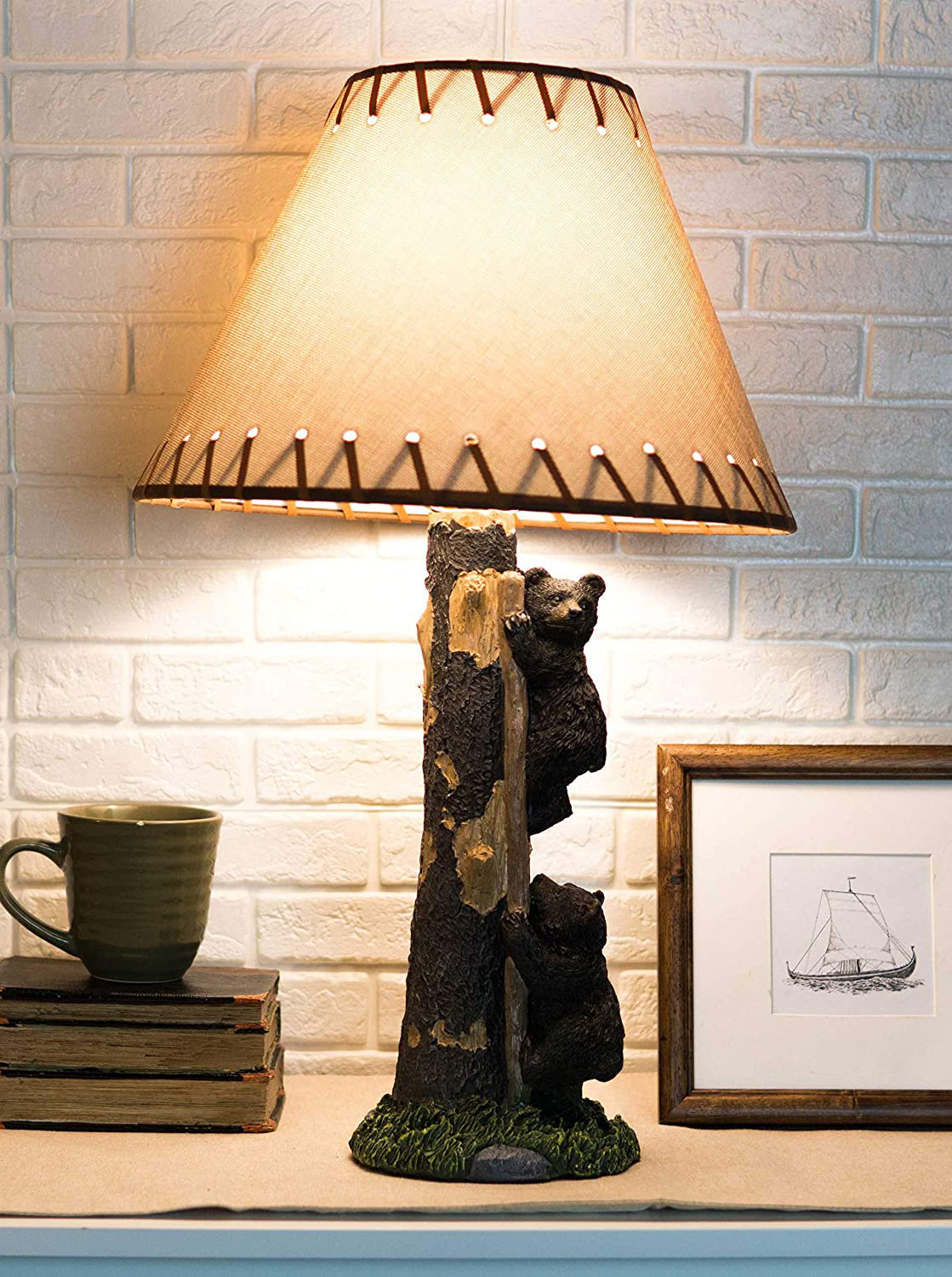 Loon Peak Ebros Whimsical Rustic 2 Bear Cubs Climbing Tree Ladder Table ...