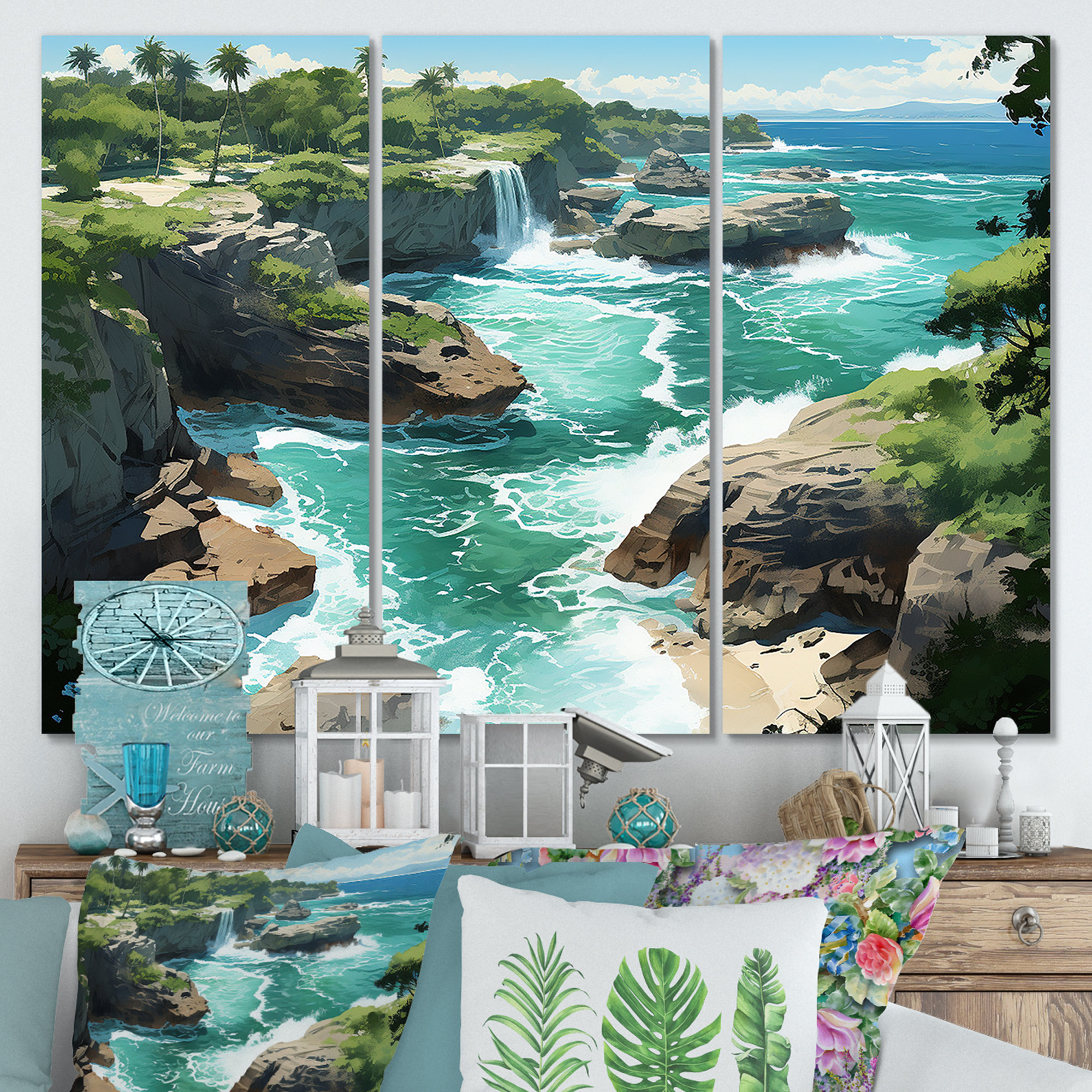Beachcrest Home™ Island Serenity Coastal Aerial View - Coastal Tropical ...