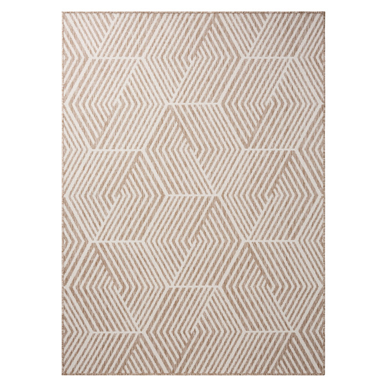 NICOLE MILLER NEW YORK Patio Country Ombre Geo Outdoor Area Rug, Beige ...