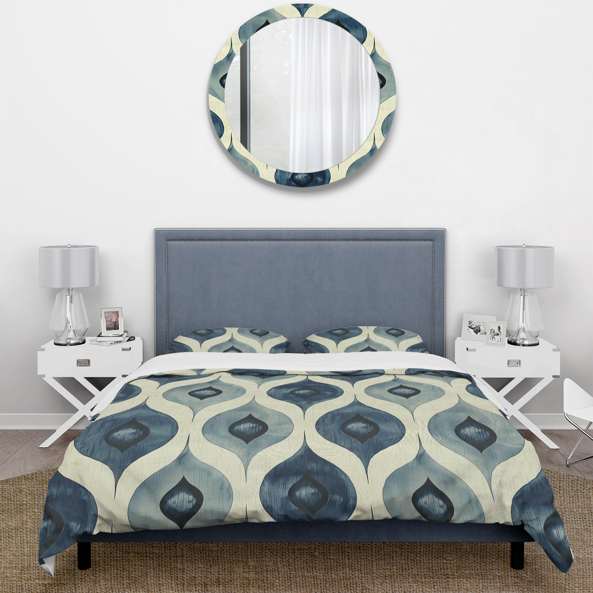 Design Art Blue Ogee Patterns VI - Midcentury Duvet Cover Set | Wayfair
