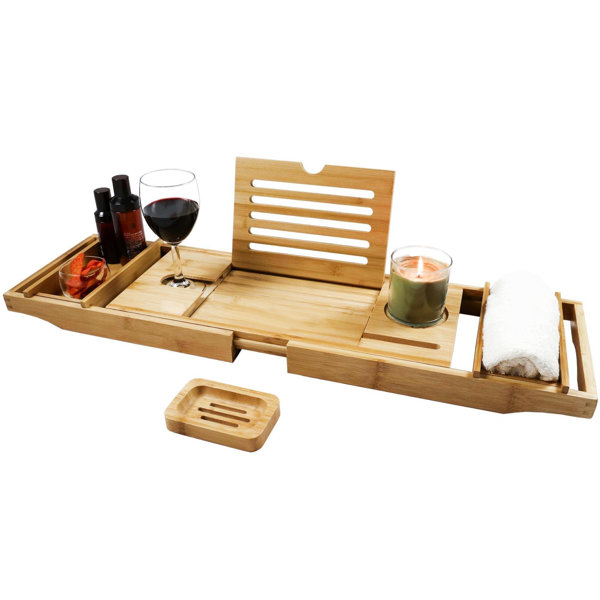 Rebrilliant Bathtub Caddy Tray,Bamboo Wood Bath Tray And Bath Caddy For ...