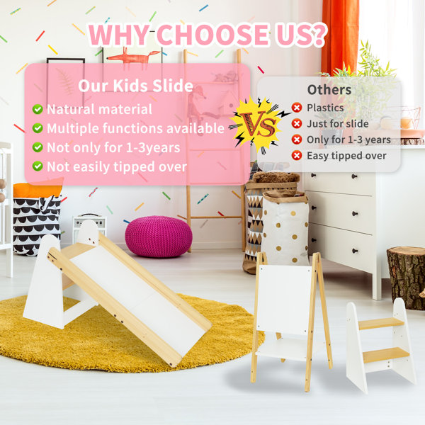 linor 3 in 1 Wooden Slide for Kids - Convertible into Step Stools and ...