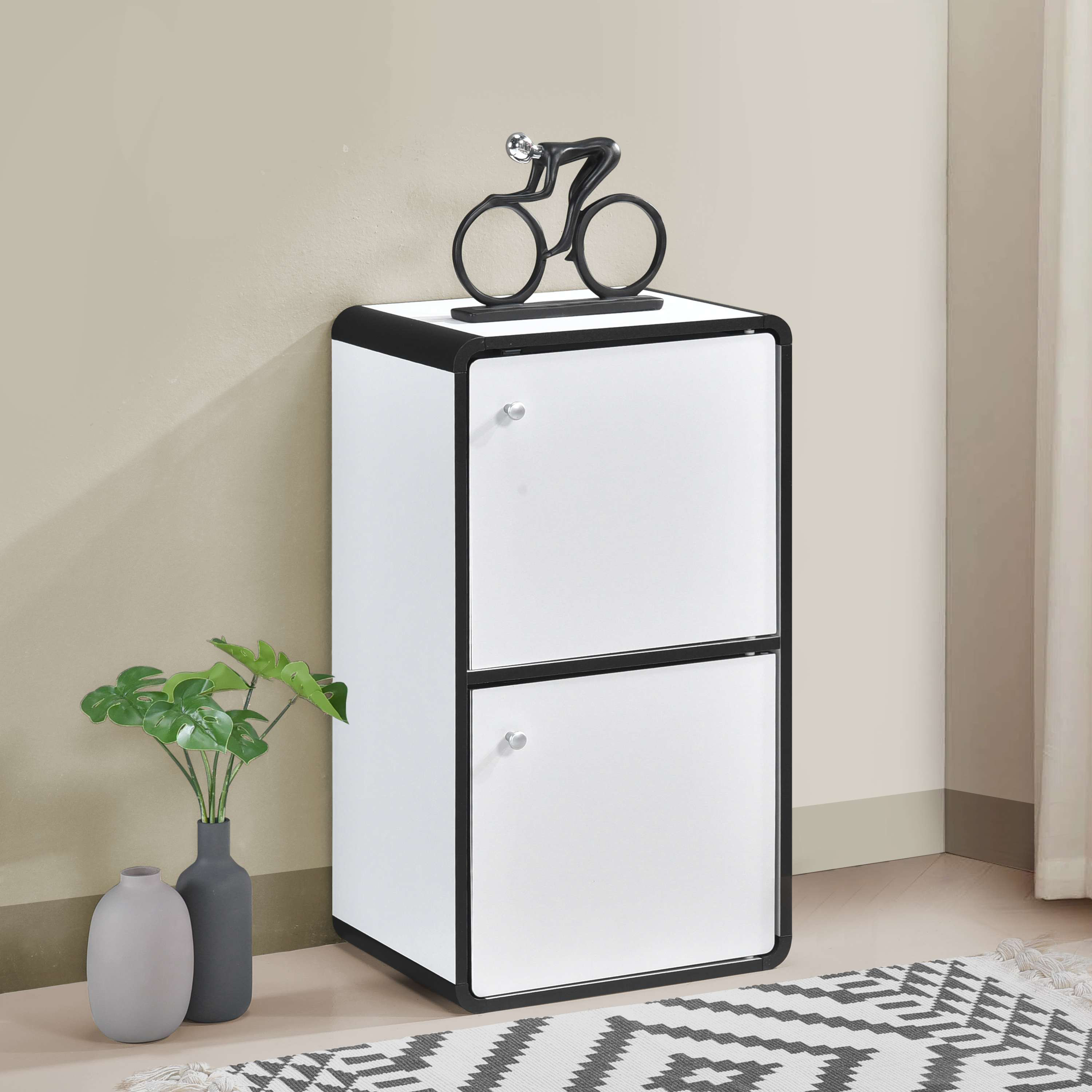 Ebern Designs Jeremie Wood 2-Cubed Closed Bookcase - Storage Shelf ...