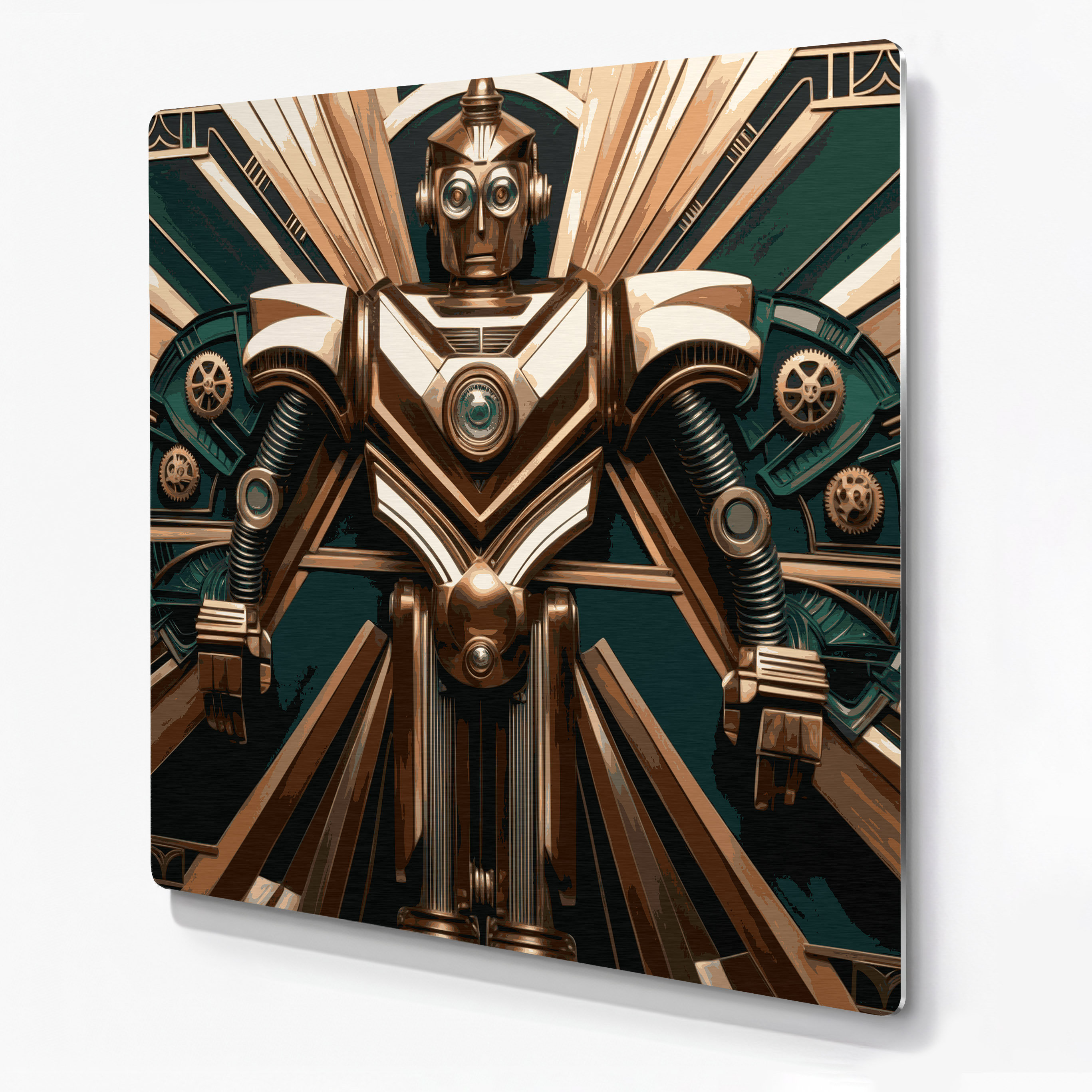 Brayden Studio SciFi Art deco robot design Brown Metal Wall Art ...