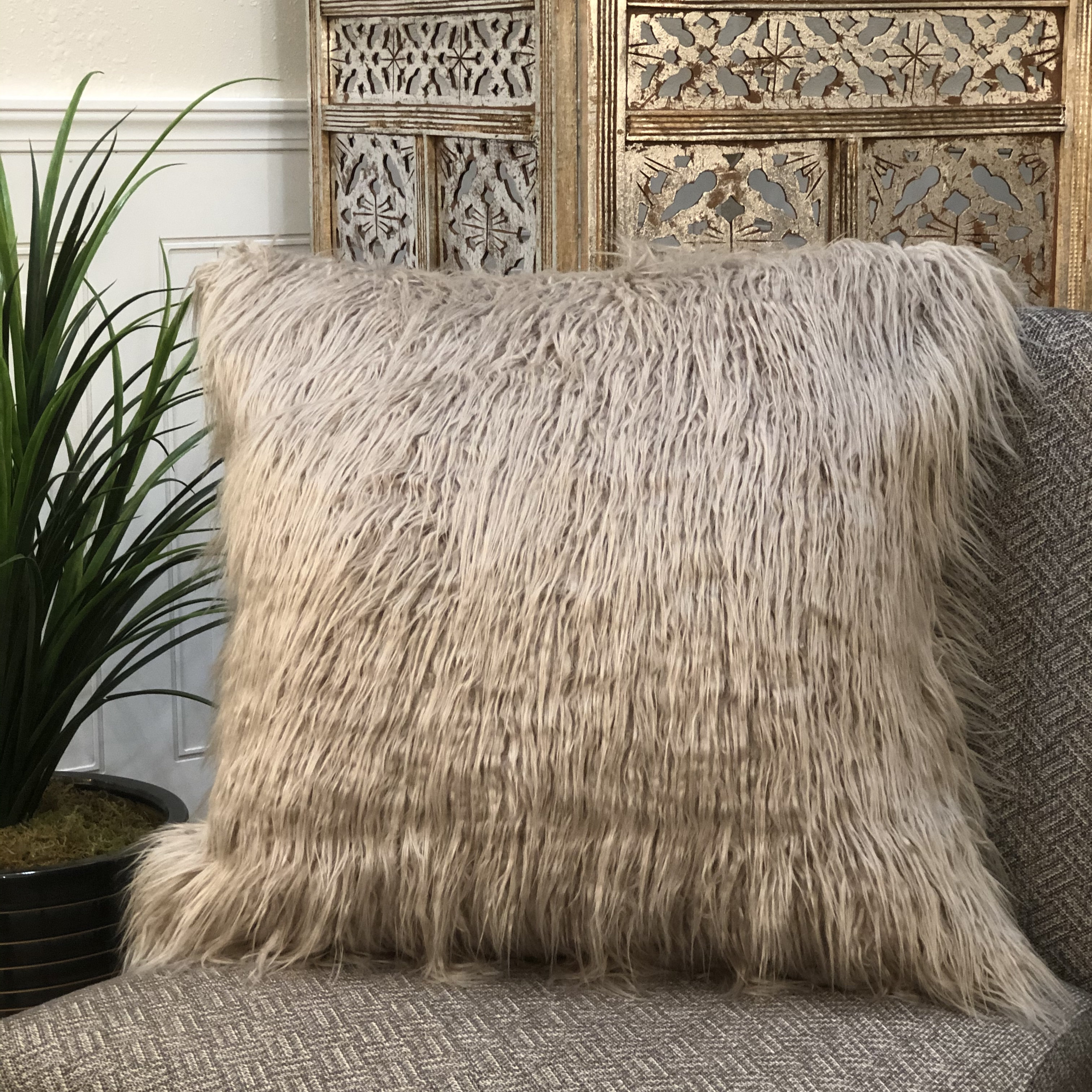 Highgrove Square Faux Fur Pillow Cover & Insert | Wayfair