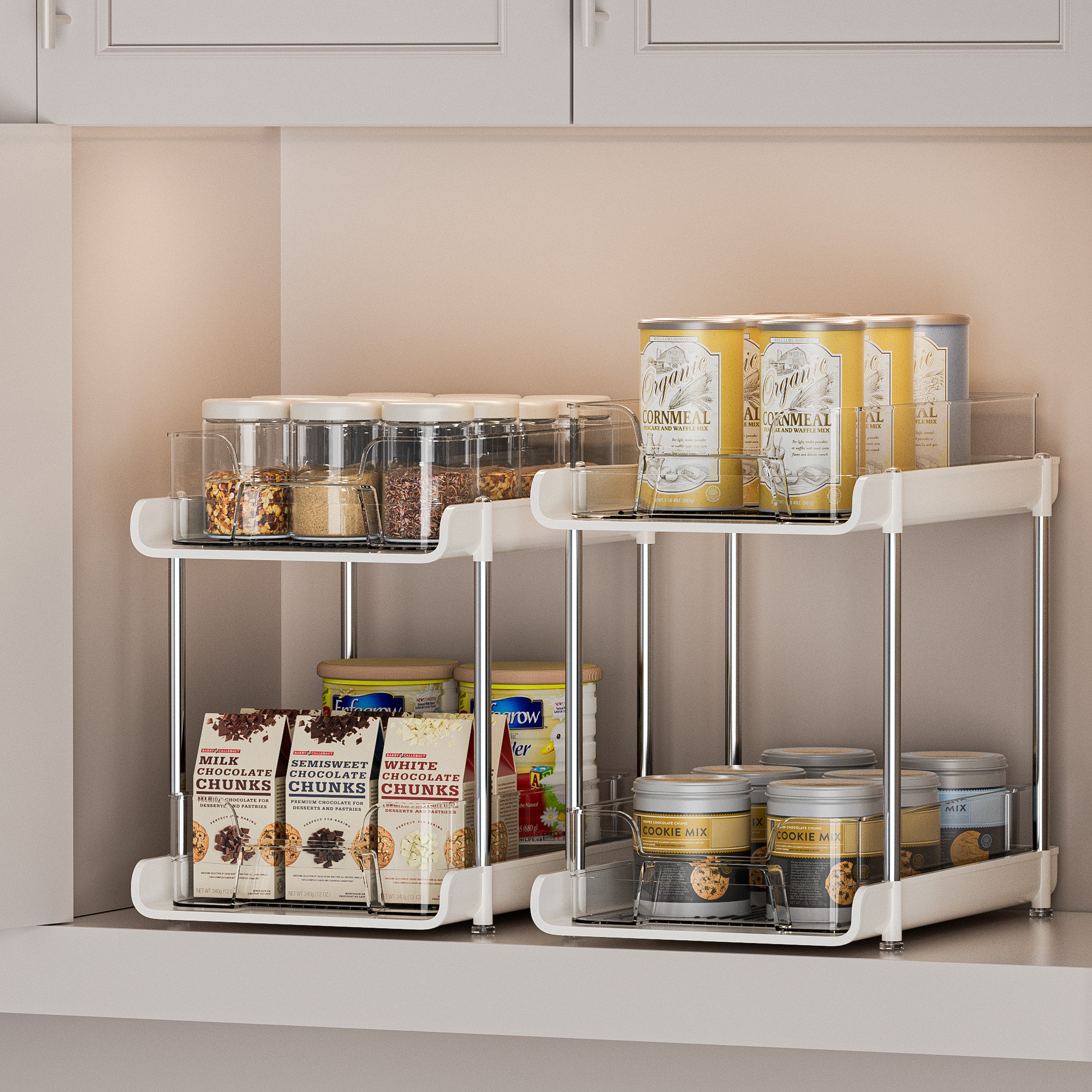 Rebrilliant 2-Layer Transparent Multifunctional Pull-Out Storage Box ...