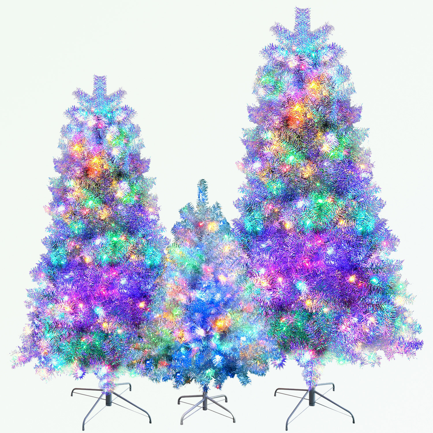 hanada 3-Piece Christmas Tree Set with LED Lights | Wayfair