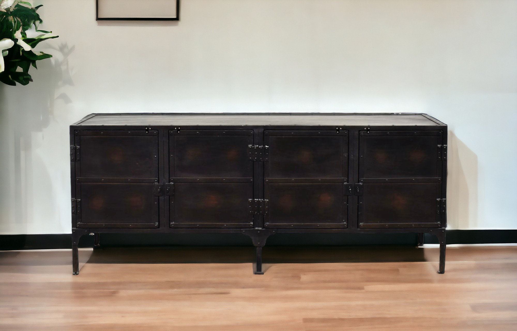 Williston Forge Tosca 62" Black Iron Sideboard Console Cabinet ...