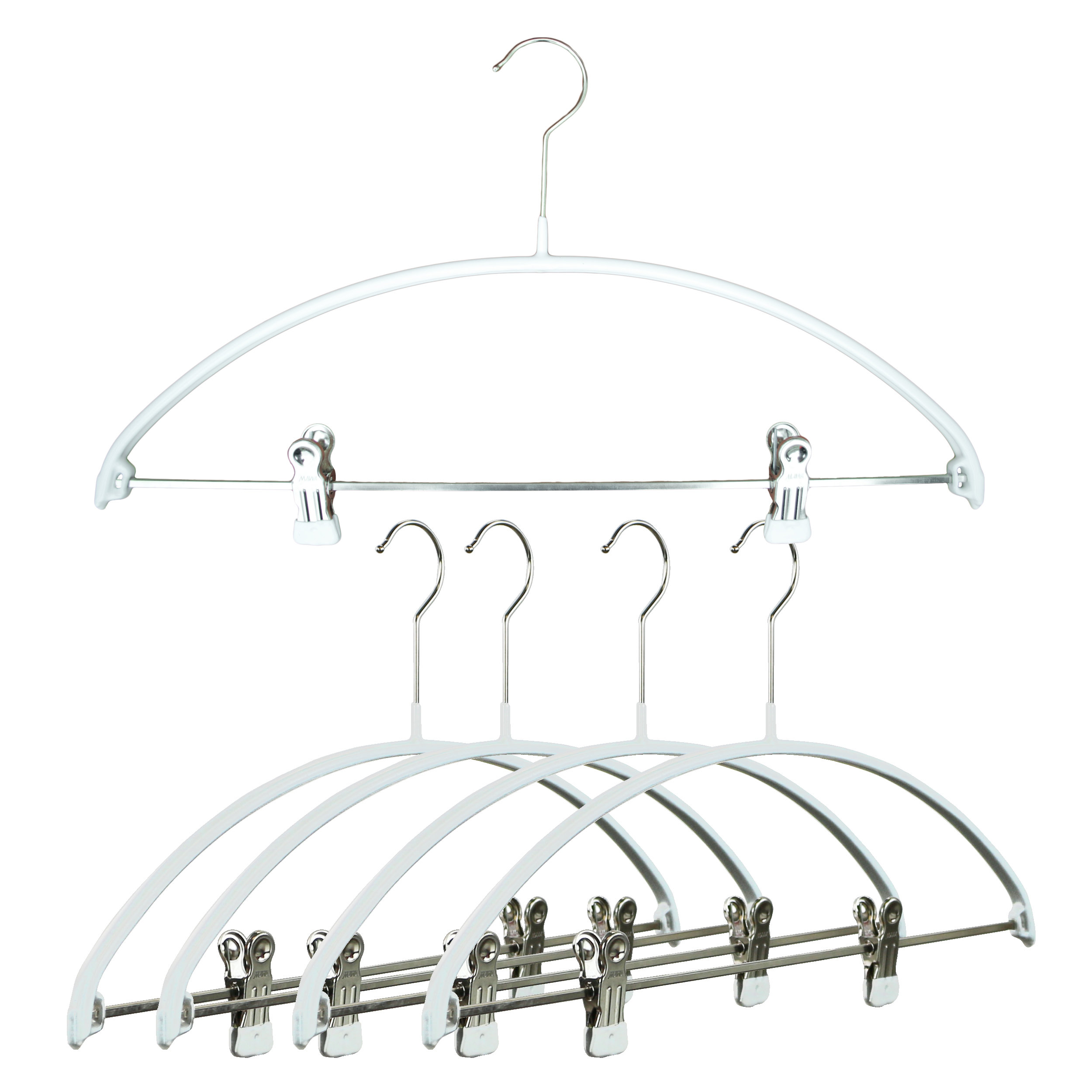 Mawa Narrow Petite Clothing Hangers With Pant Clips, Steel Hanger With ...