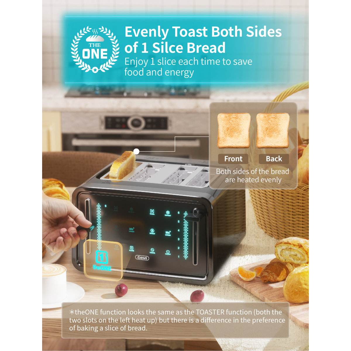 Gevi Household Gevi 4 Slice Toaster With LED Touchscreen – Dual Control ...