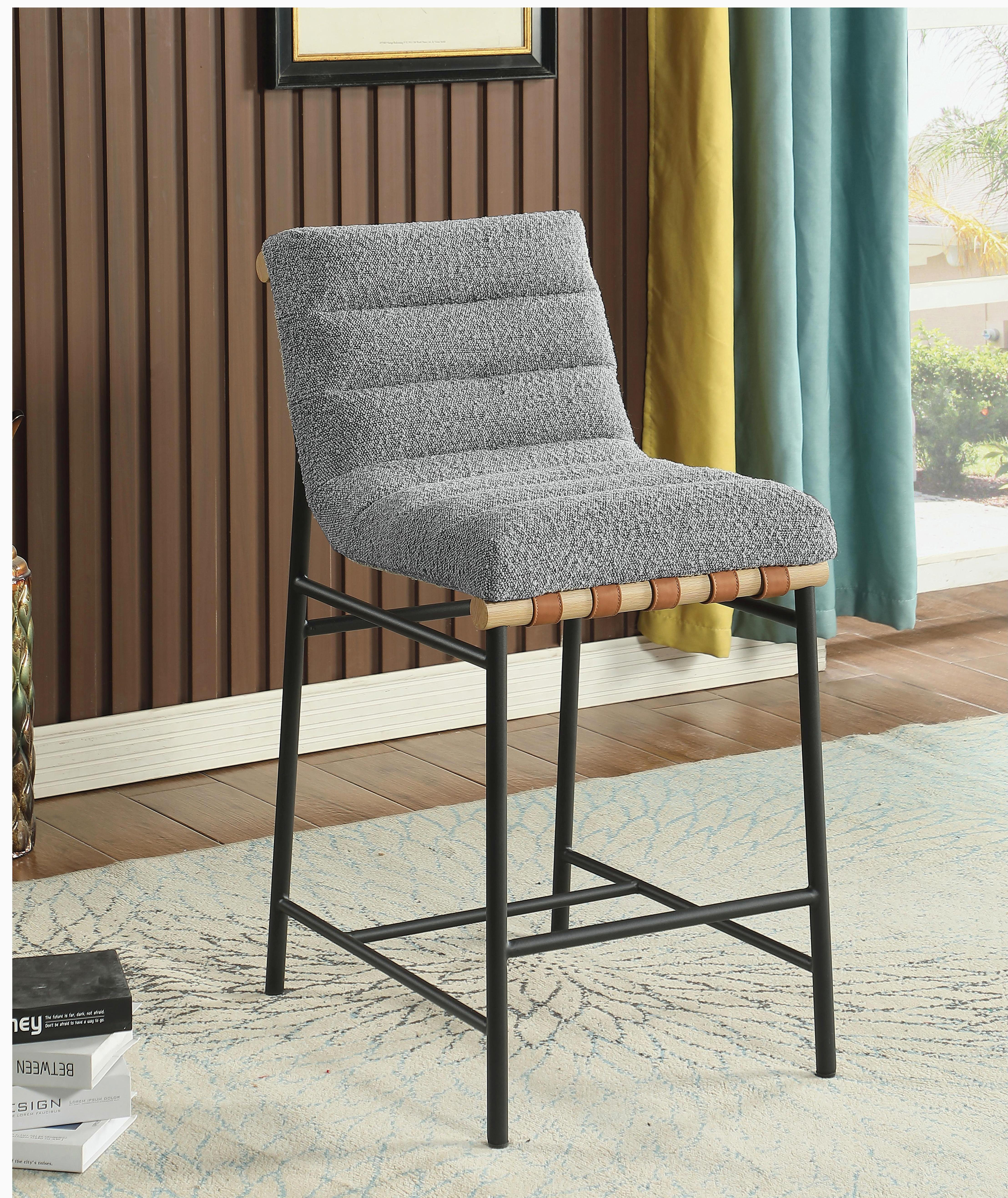 Latitude Run® Lahni 17.75" Gray Boucle Fabric Counter Height Chair ...