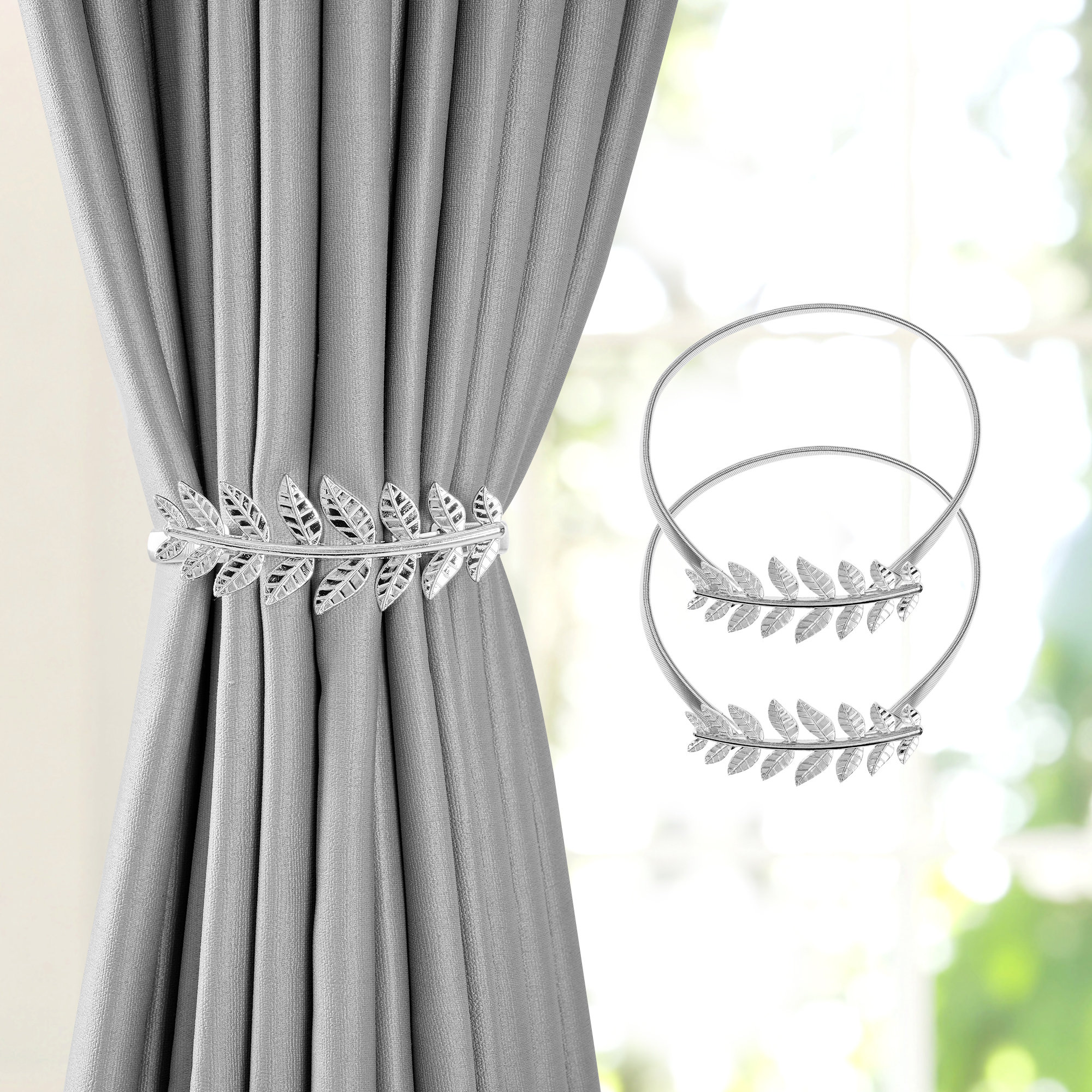 House of Hampton® Circular Spring Straps Leaf Wheat Curtain Tiebacks ...