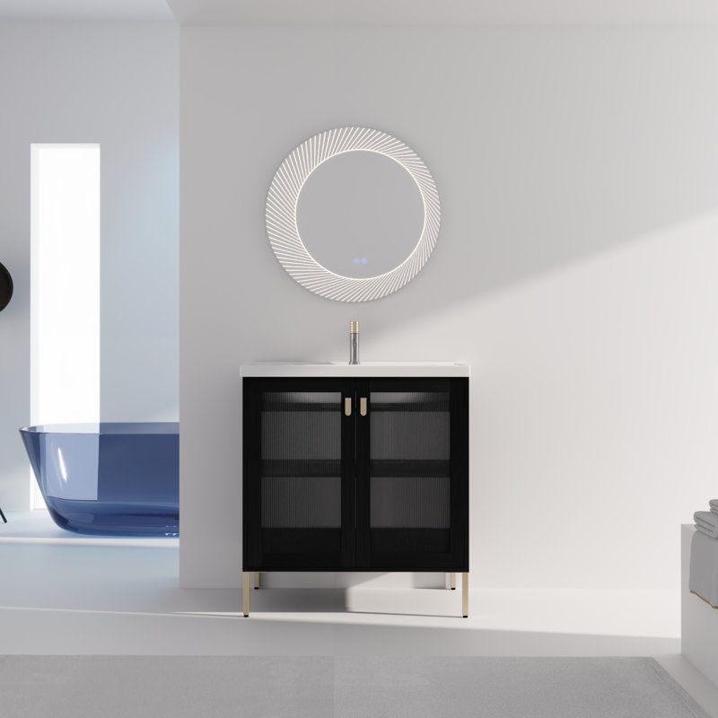 Mercer41 Kayson 32-Inch Freestanding Vanity with Plywood Construction ...