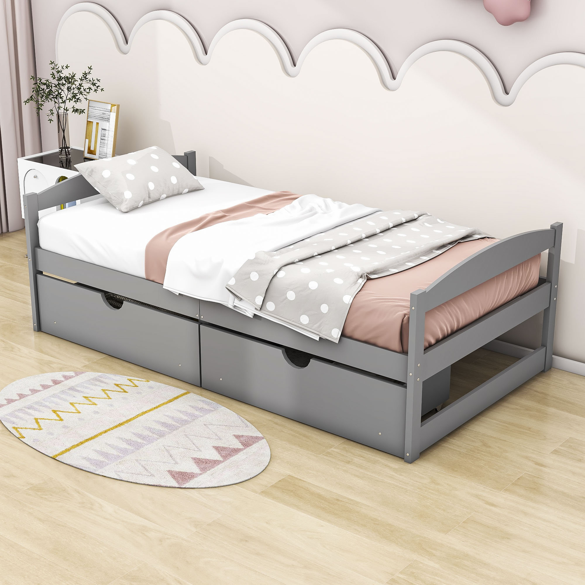 Red Barrel Studio Kristle Twin 2 Drawers Wood Platform Bed | Wayfair