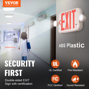 VEVOR Thermoplastic LED Double Sided Emergency Exit Combo Sign | Wayfair