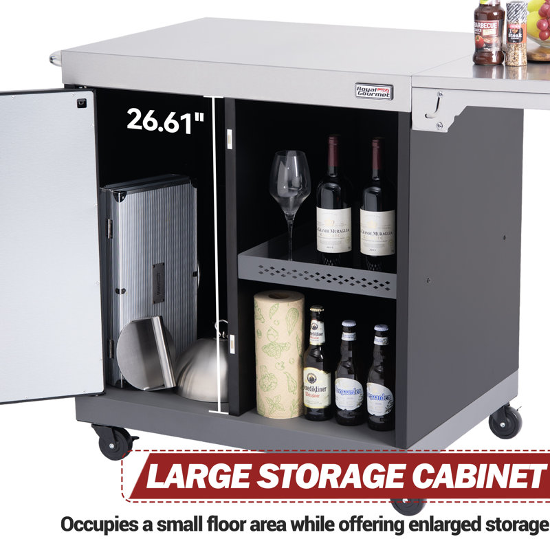 Royal Gourmet Movable Kitchen Island Cart with Stainless Steel ...