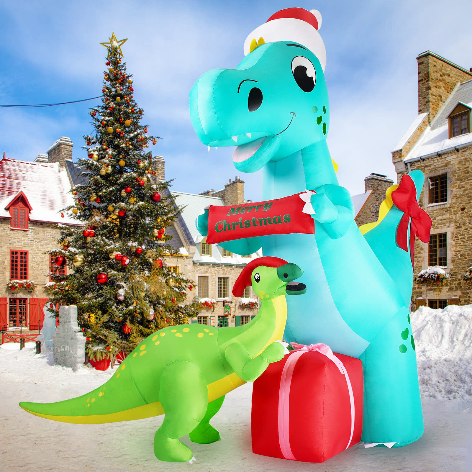 One Allium Way 8FT Dinosaur Christmas Inflatables – T-Rex ...