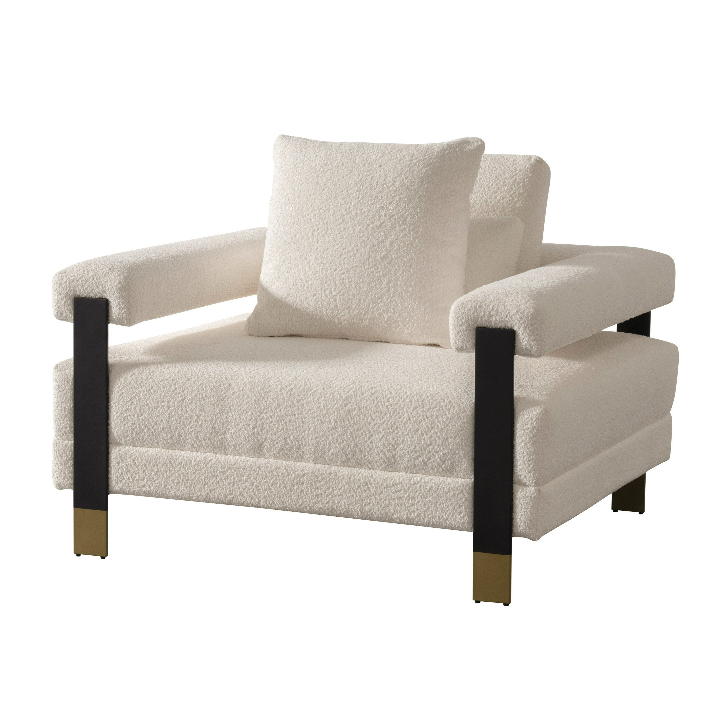 Benjara Reno Stan 44 Inch Accent Chair, White, Foam Cushions | Wayfair