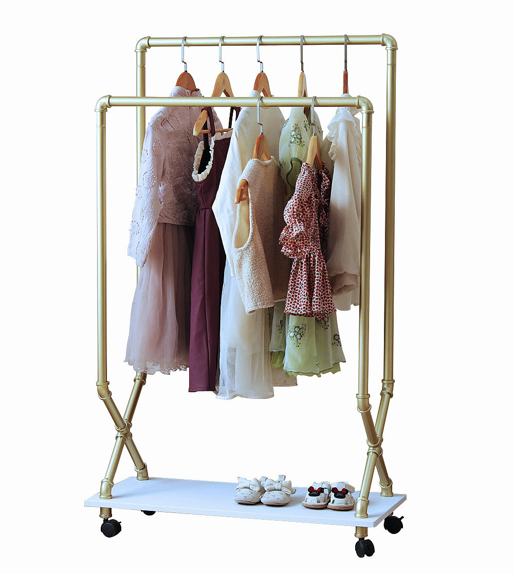 Everly Quinn Jorunnr 13.8" W Double Rod Clothing Garment Rack | Wayfair
