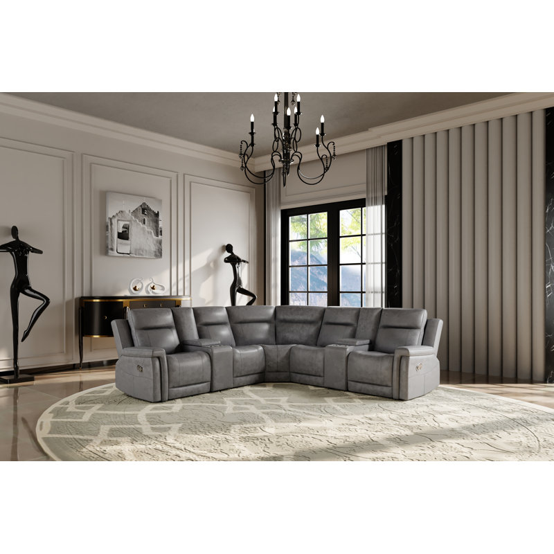 Wade Logan® Halcomb 3 - Piece Upholstered Reclining Sectional & Reviews ...