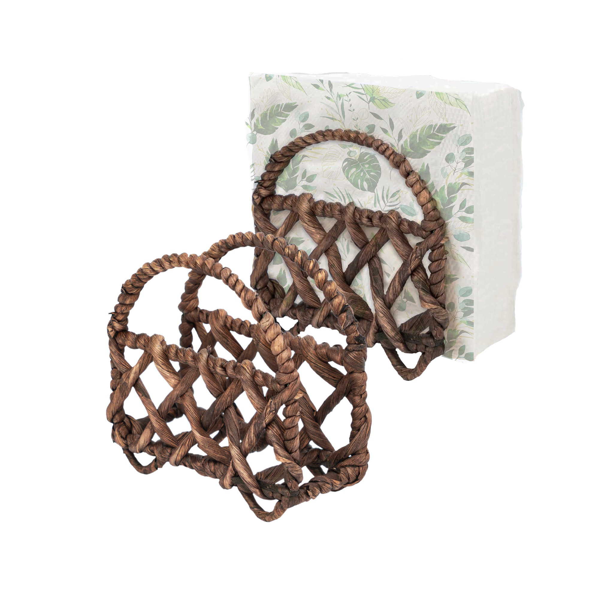 Gracie Oaks 2 pcs Handmade Napkin Holder for Table, Water Hyacinth ...
