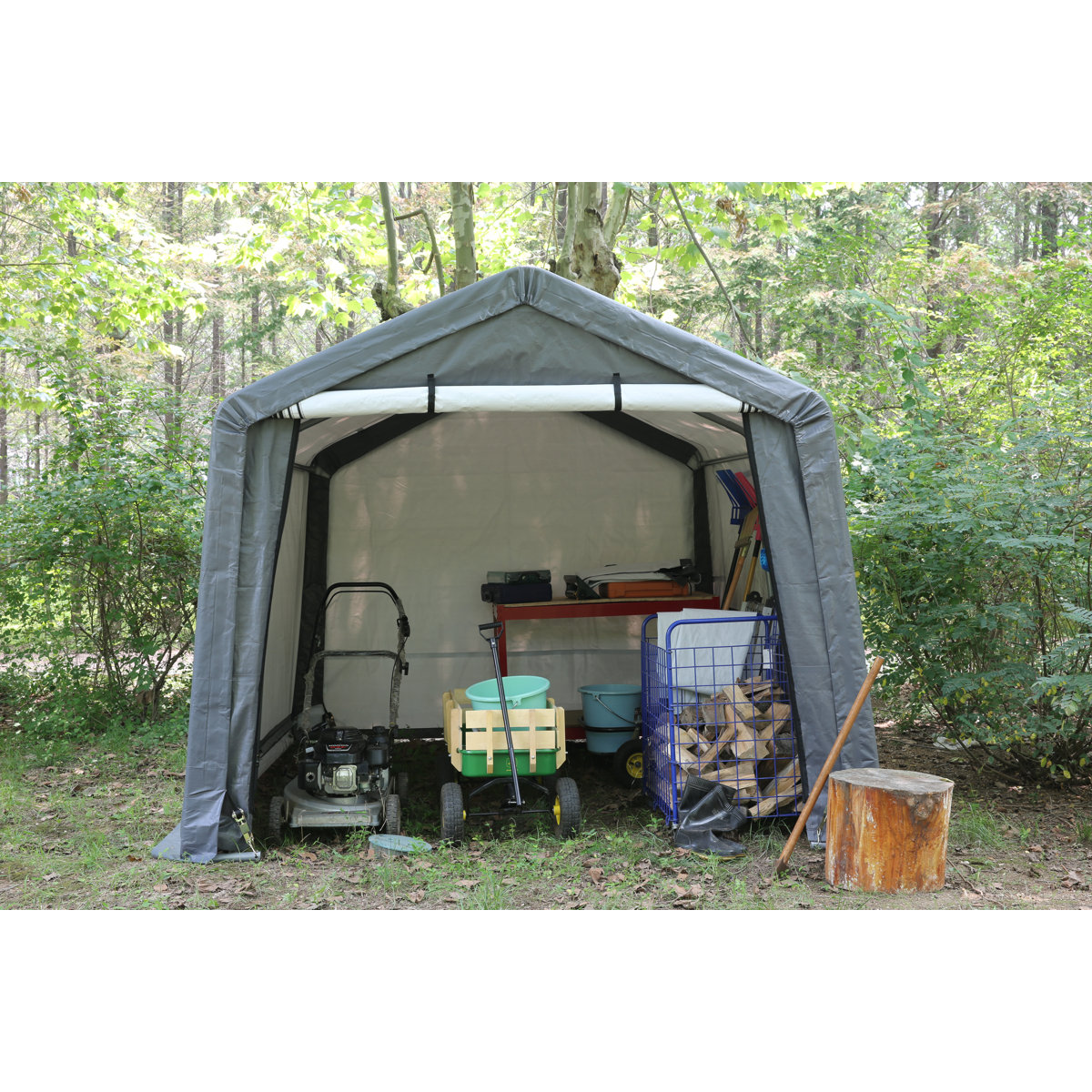 SENY 8x8 Ft Heavy Duty Outdoor Storage Shed With Roll-up Zipper Door S ...