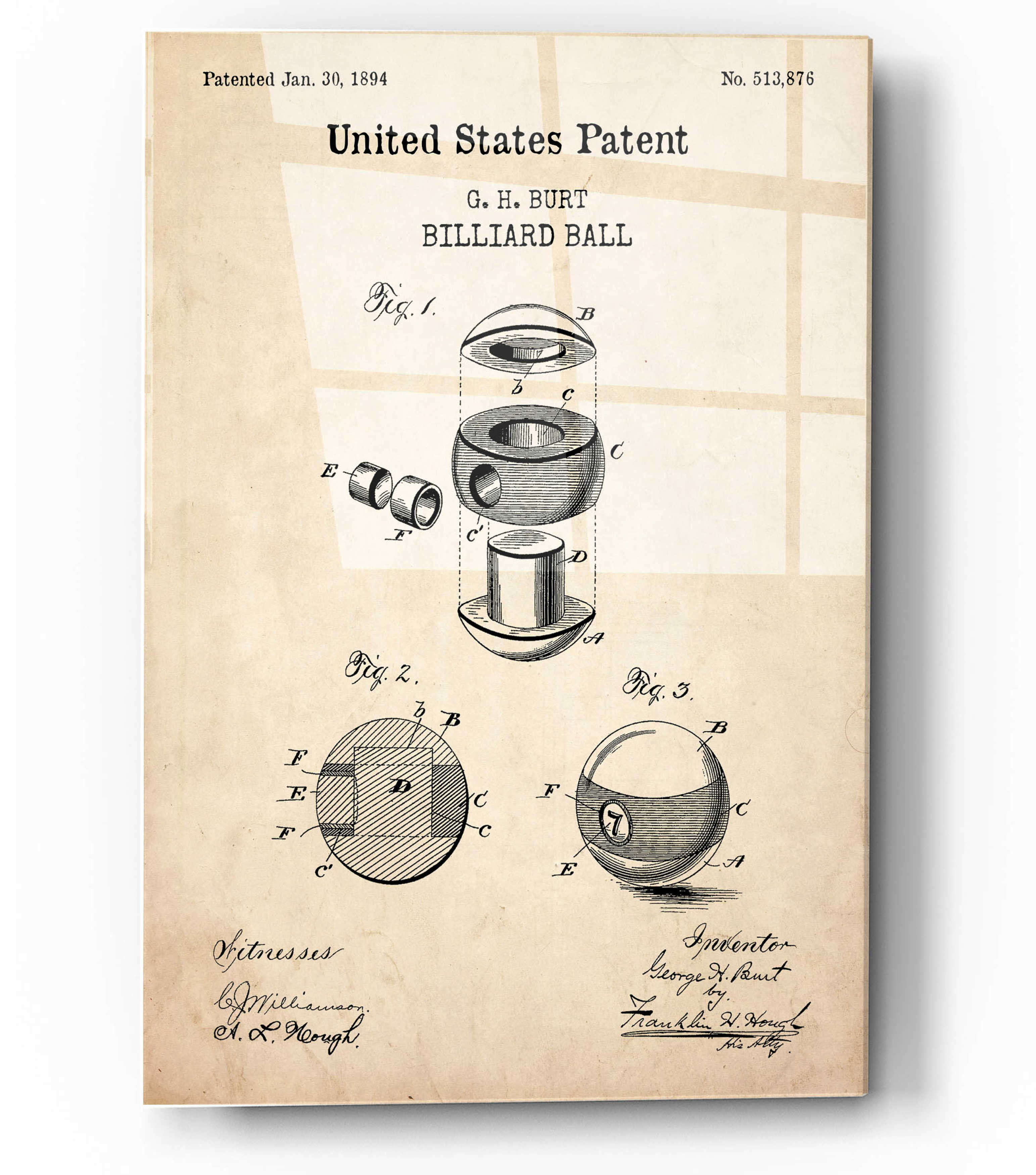Williston Forge 'Billiard Ball Blueprint Patent Parchment,' Acrylic ...