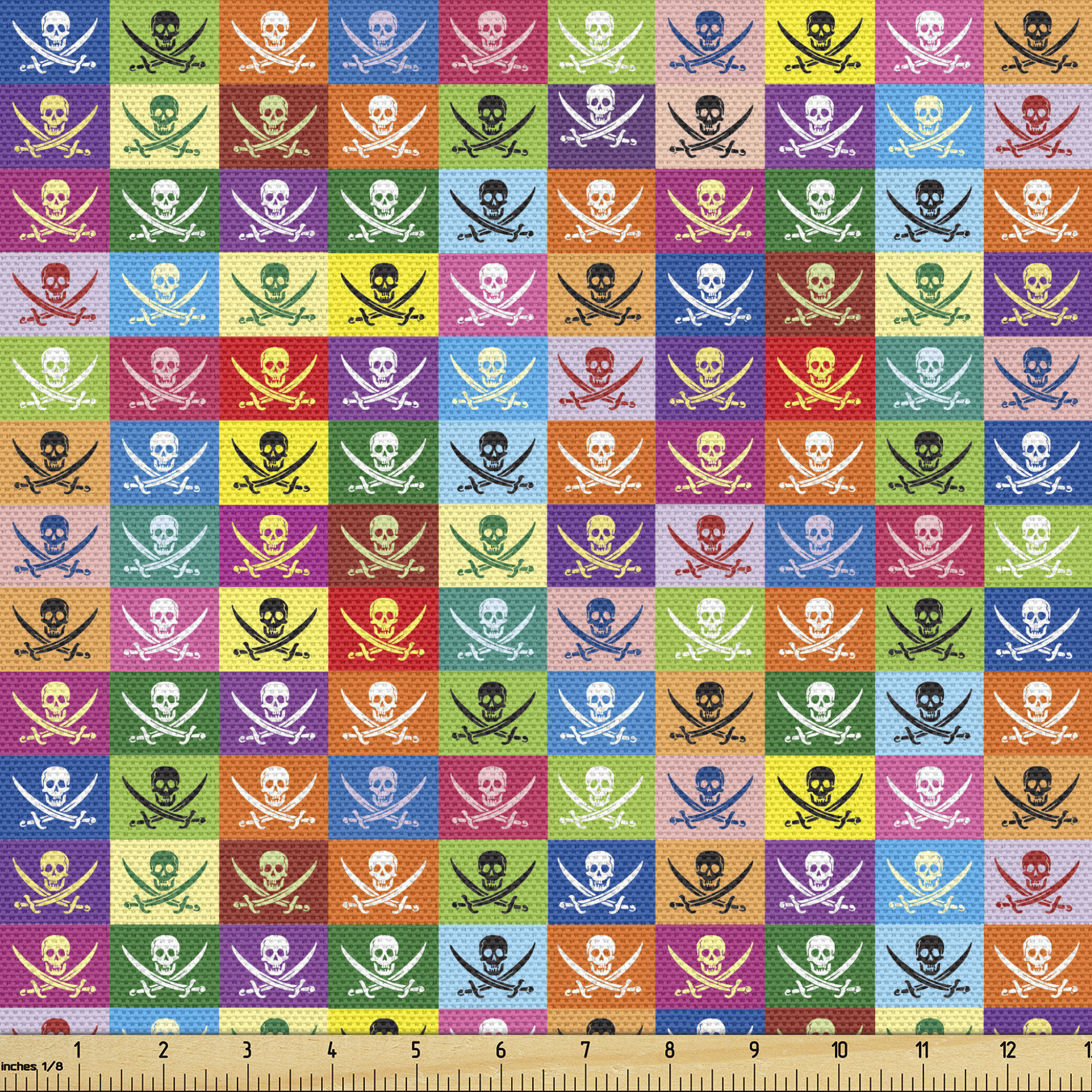 Happy Larry Geraghty Skull and Crossed Pirate Flags Jolly Roger Fabric ...