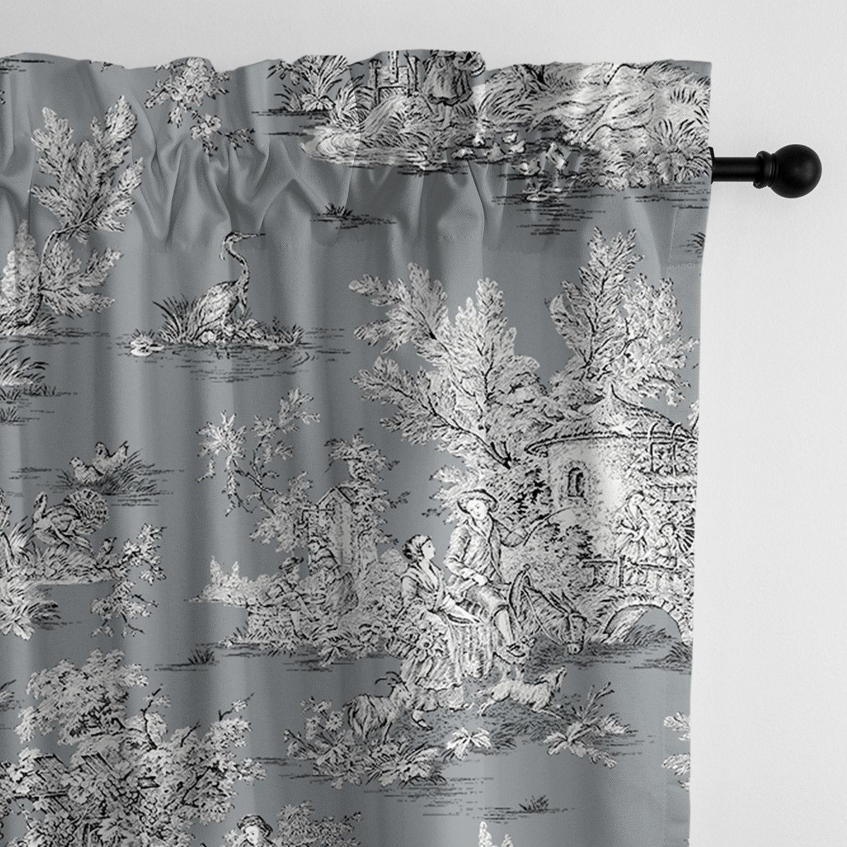 The Tailor's Bed Lafayette 100% Cotton Toile Room Darkening Rod Pocket ...