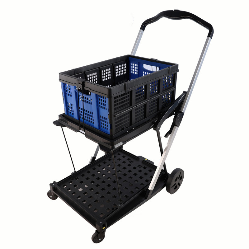 Myhomekeepers Folding Service Cart With Wheels Double-Decker, Shopping ...