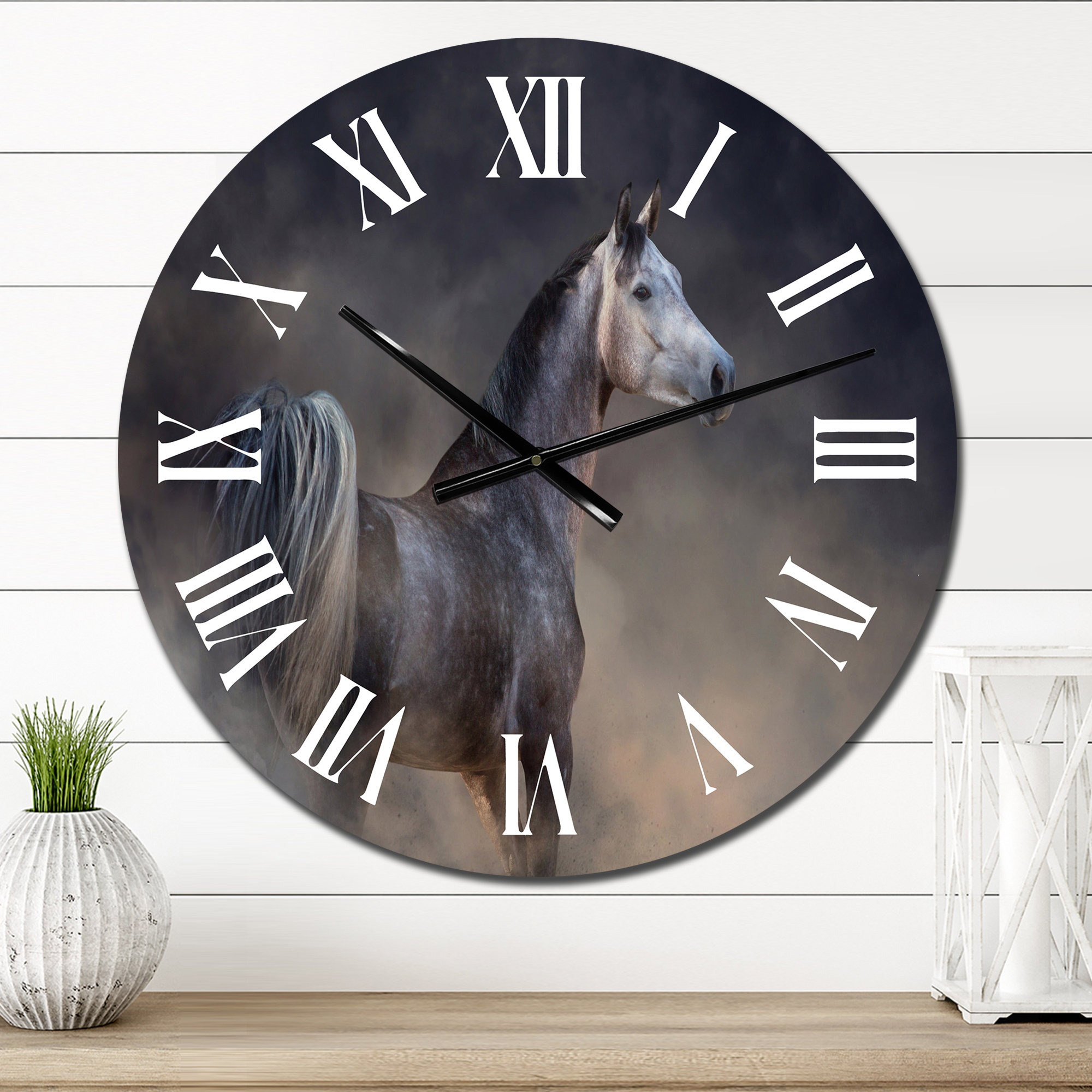 East Urban Home Grey Arabian Horse Run Free on Desert Dust ...