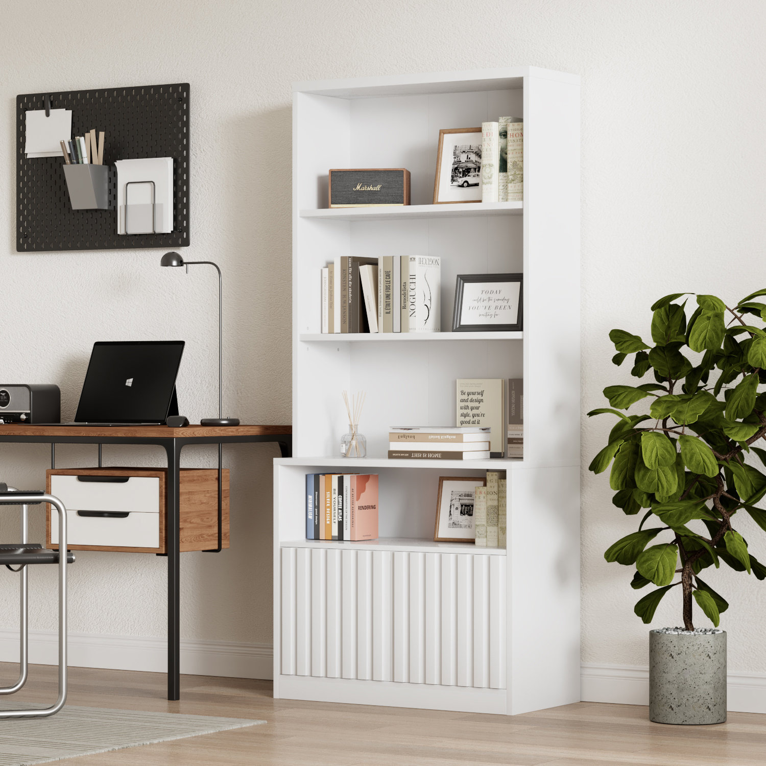 Latitude Run® 5-Tier Display Shelves, 71” H Bookshelf and Bookcase with ...