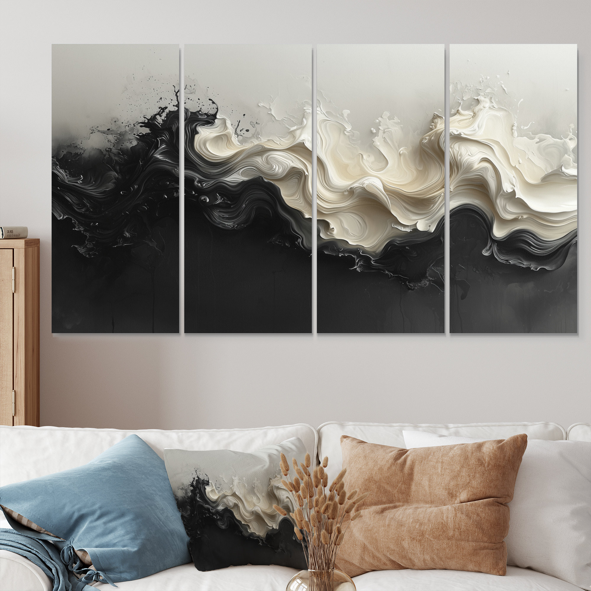 Ivy Bronx Black White Unbound Horizons Drip Painting V - Drip Painting ...