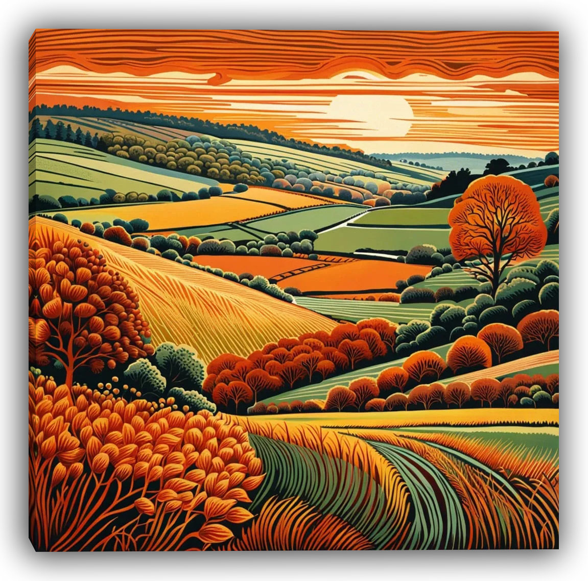 Winston Porter Sunset Ember Fields Wrapped Canvas Wall Art | Wayfair