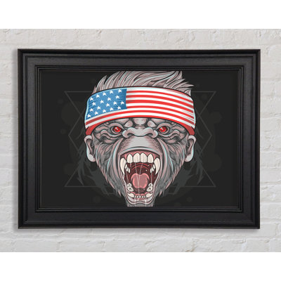 Happy Larry Angry Gorilla American Flag Framed Print | Wayfair.co.uk