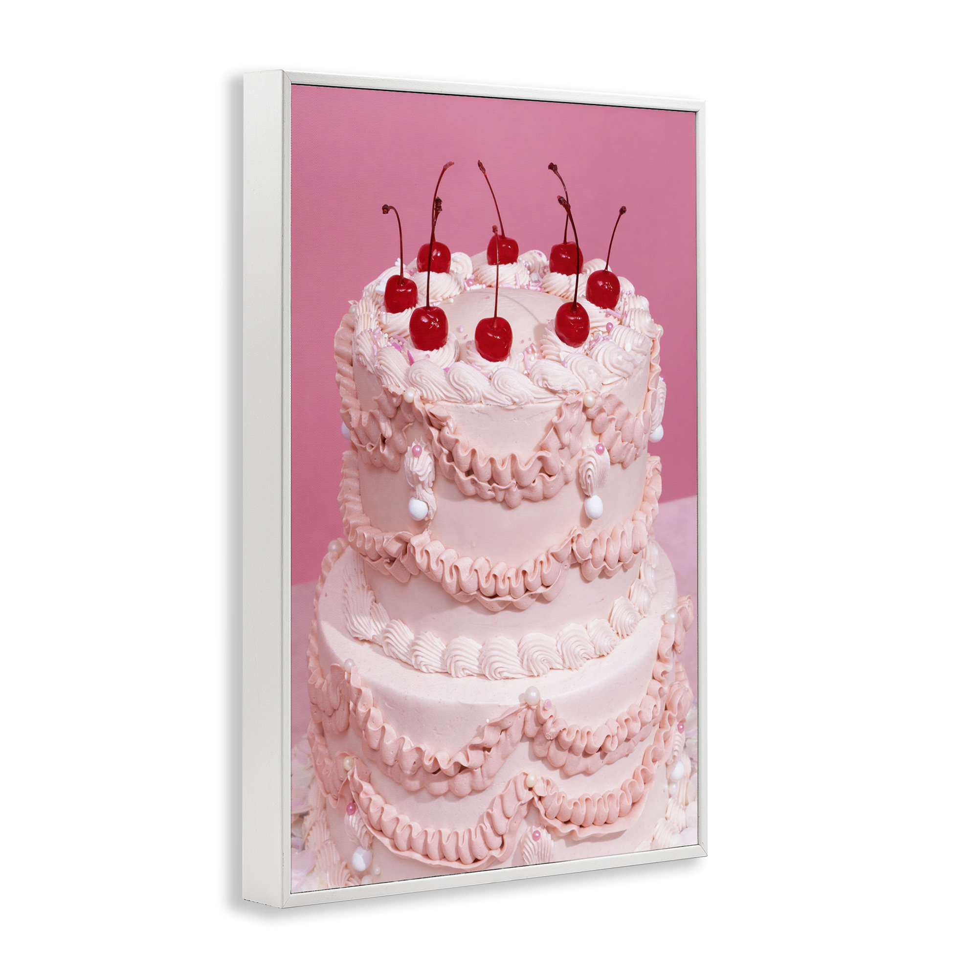 Mercer41 Pink Cherries Cake Giclee Art by LISH Creative | Wayfair