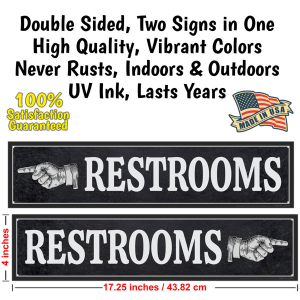 ATX CUSTOM SIGNS Light Rustic Restroom Hand Pointing Signs - Double ...
