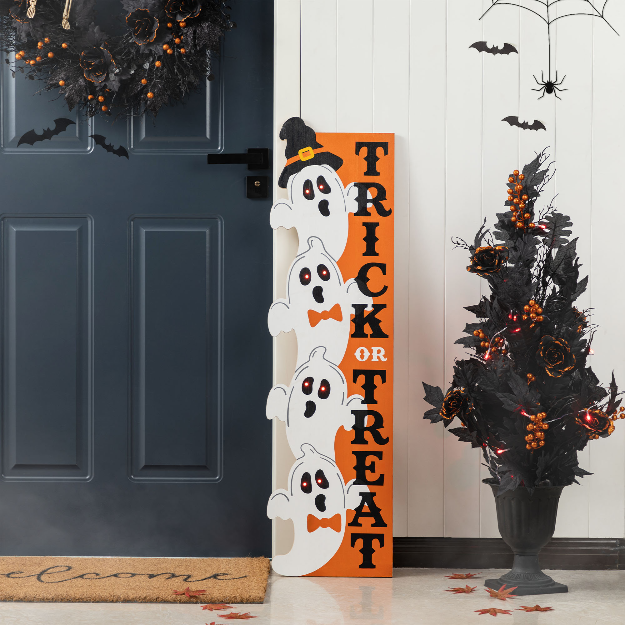 Ophelia & Co. 42"H Lighted Halloween Wood Stacked Ghost With "Trick Or ...